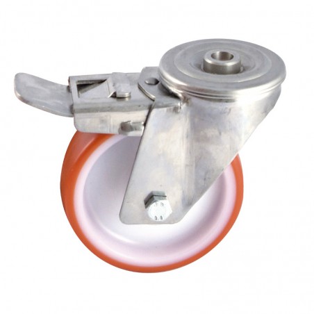 Roulette Inox Pivotante A Frein, Roue Bandage Polyurethane Diametre 080 ...